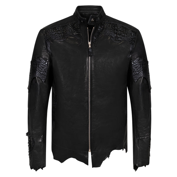 Raw edge lambskin jacket with alligator crown #2069 – Jakewood