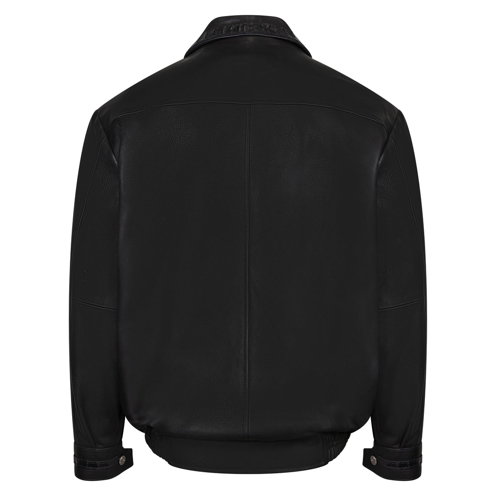 Bomber leather jacket with alligator trimming #2087 – Jakewood