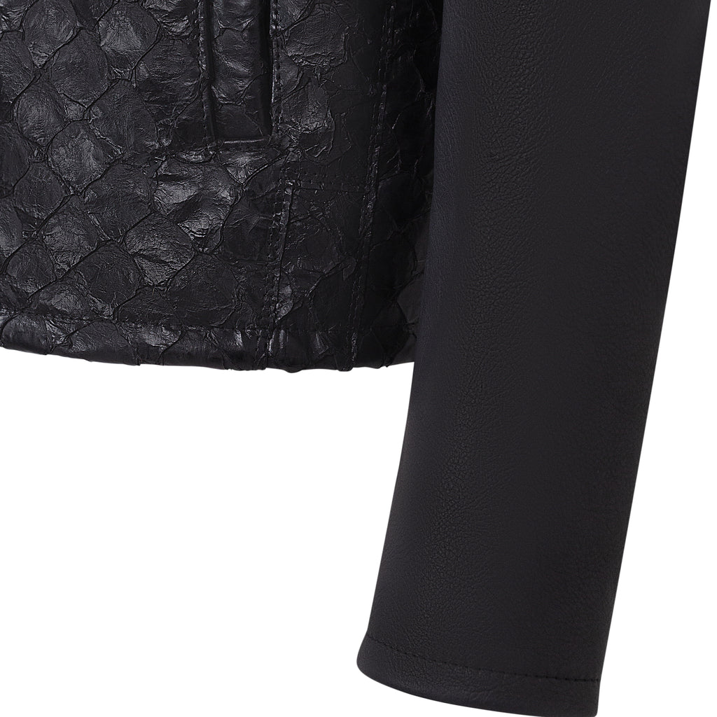 Leather jacket with the full front arapaima skin #2041 – Jakewood