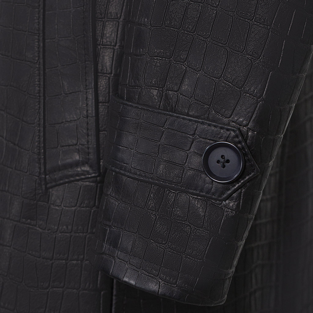 Xman double breasted embossed (alligator style) leather coat #3130 ...