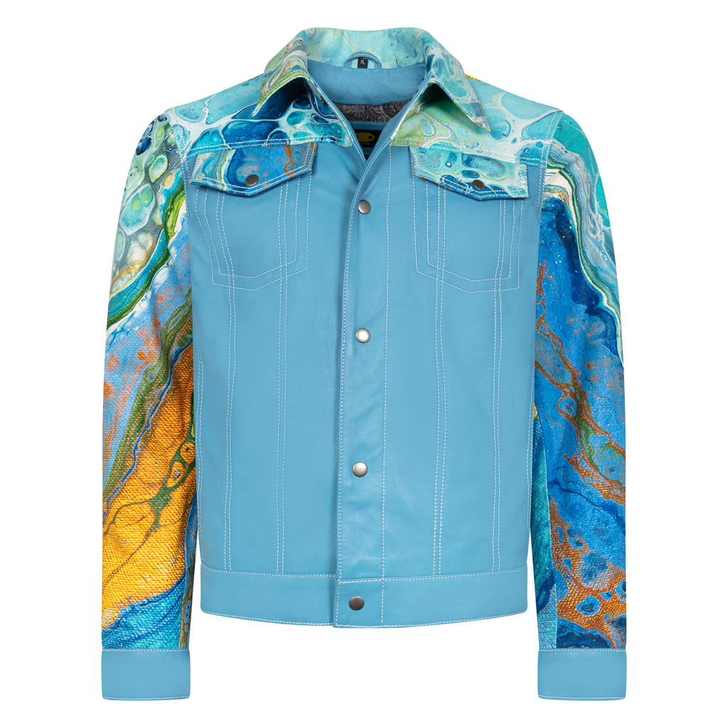 Jean style digital print leather jacket #3670 – Jakewood