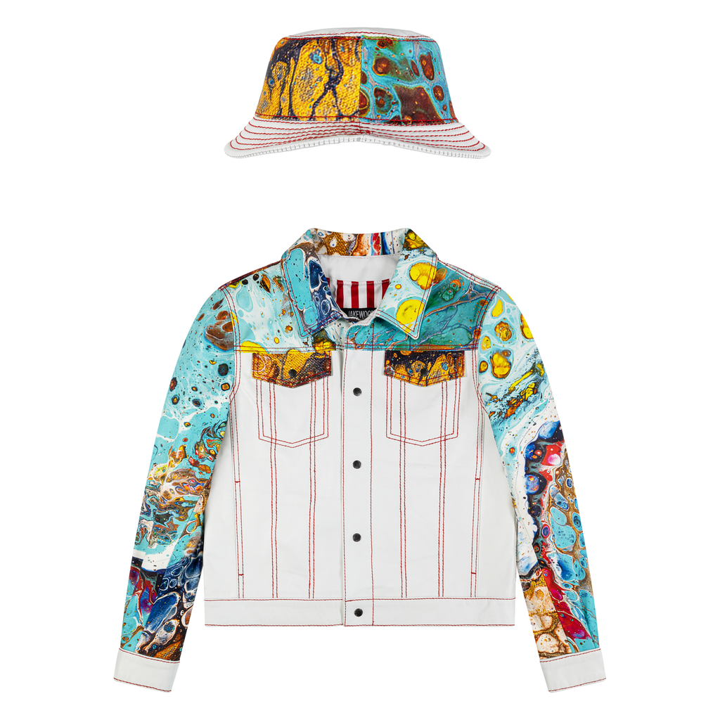 Jean style digital print leather jacket #3670 – Jakewood