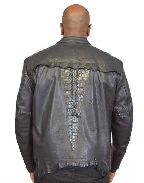 Raw edge lambskin jacket with alligator crown #2069 – Jakewood